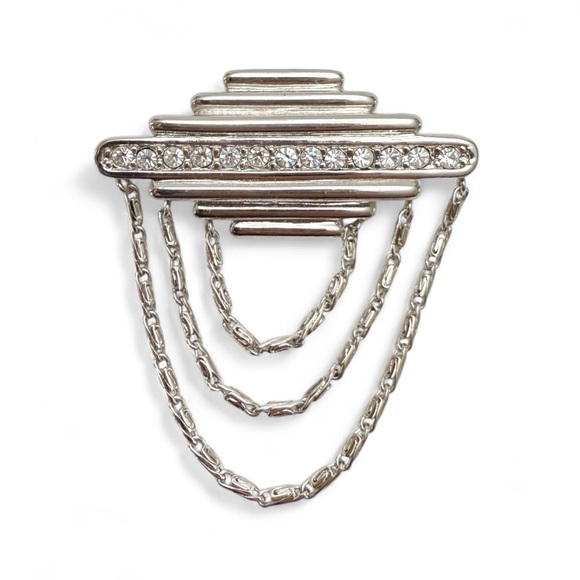 Monet | Jewelry | Vintage Monet Clear Rhinestone Art Deco Revival Bar ...